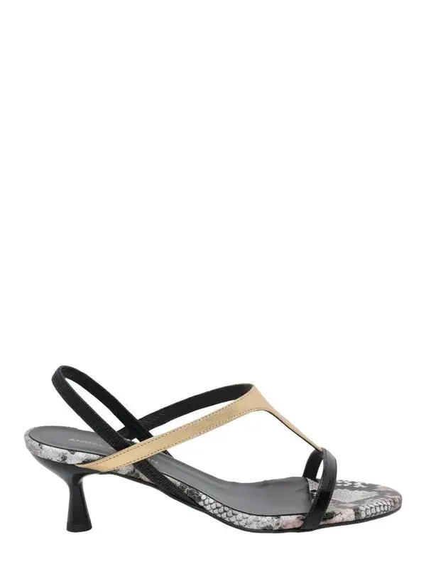 ANGEL ALARCON Snake-effect Slingback Kitten Heel Sandals - Black