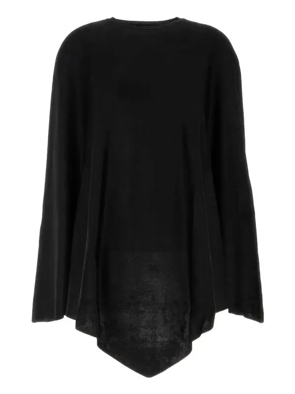 Balenciaga Fine-knit Asymmetric Cape - Black