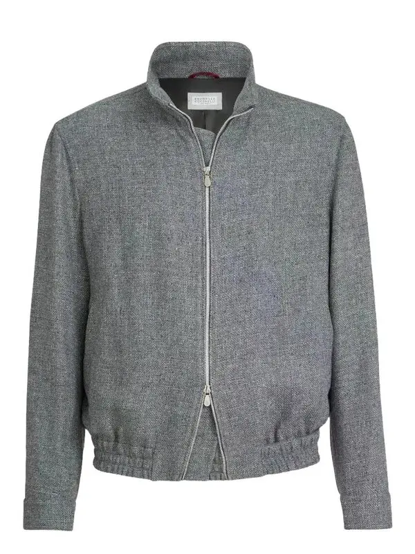 Brunello Cucinelli Mélange-effect Zip-up Jacket - Grey