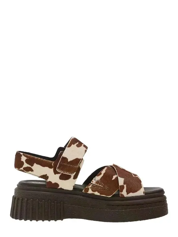 Clarks Evamar Cow-print Platform Sandals - Brown