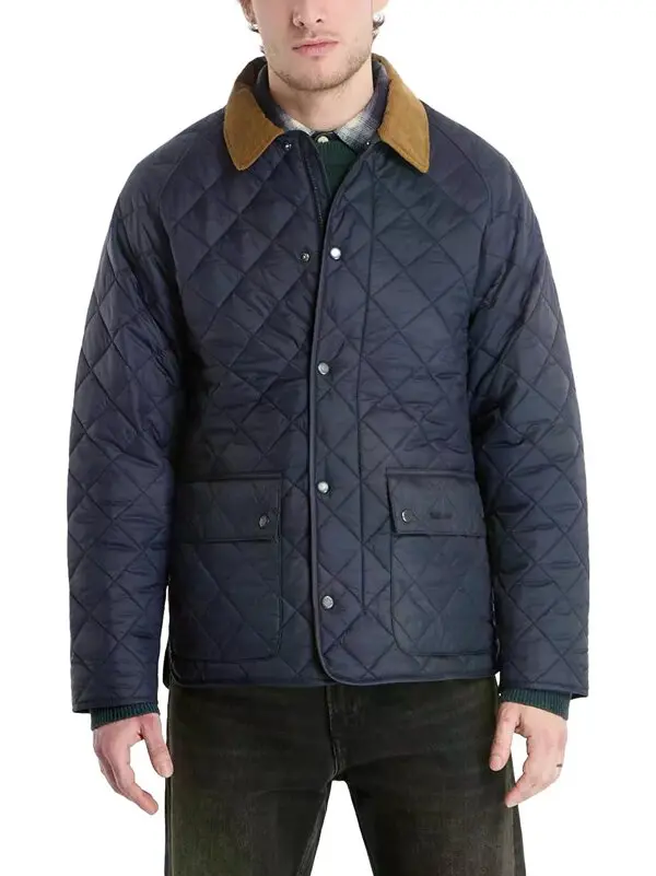 Barbour City Bedale Quilted Jacket With Corduroy Collar - Blue