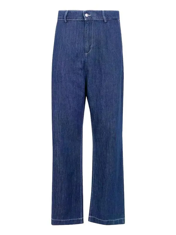 7 For All Mankind Contrast-stitch Wide-leg Jeans - Blue
