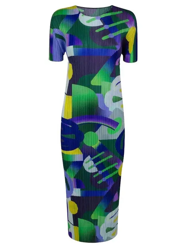 Issey Miyake Abstract Print Dress - Green
