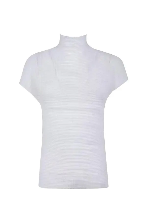 Issey Miyake Pleated High-neck T-shirt - White