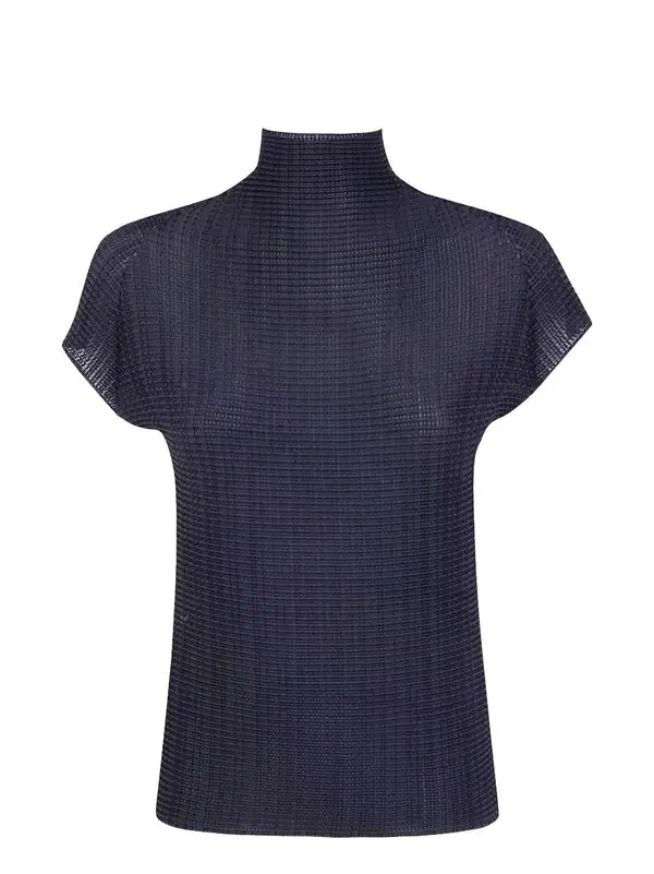 Issey Miyake High-neck Plissé Top - Blue