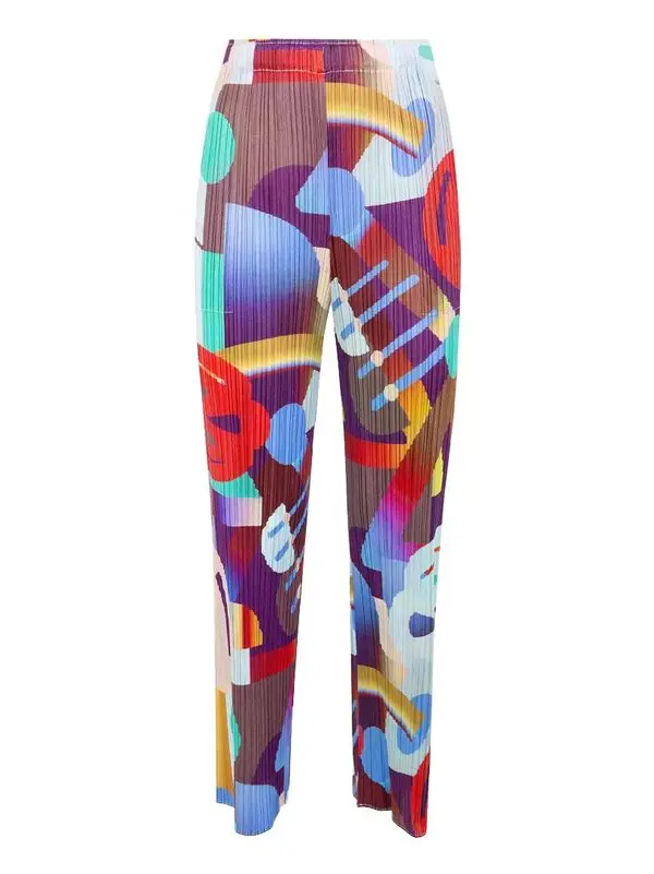 Issey Miyake Abstract Print Pleated Trousers - Purple