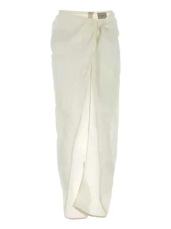 Le Kasha Knot Detail Linen Maxi Skirt - White