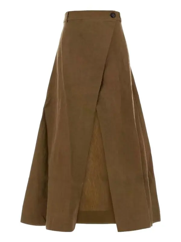 Le Kasha Linen Wrap Skirt - Brown