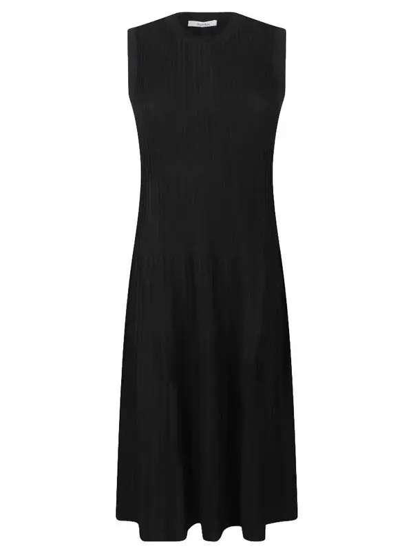 Max Mara Ribbed-knit Sleeveless Midi Dress - Black