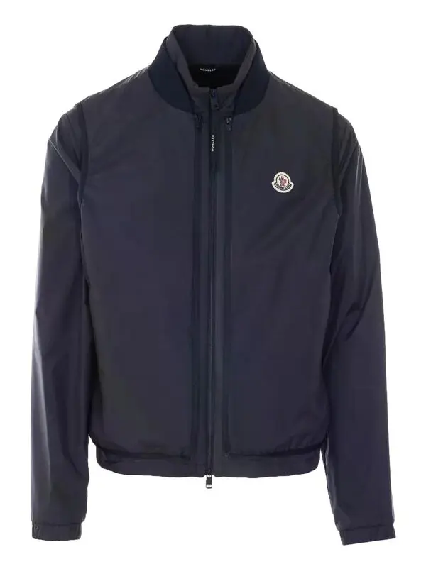 Moncler Logo Patch Zip-up Jacket - Blue