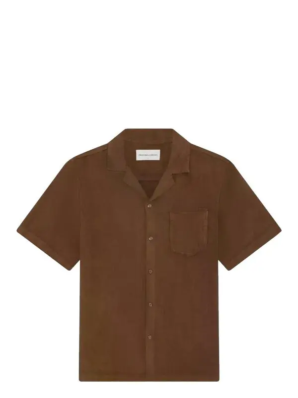 Frescobol Carioca Angelo Slub-texture Camp-collar Shirt - Brown