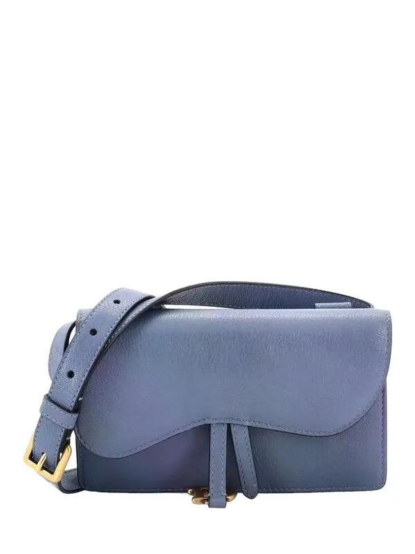 Dior Saddle Rectangular Leather Belt Bag - Blue
