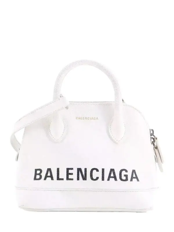 Balenciaga Logo Ville Leather Crossbody Bag - White