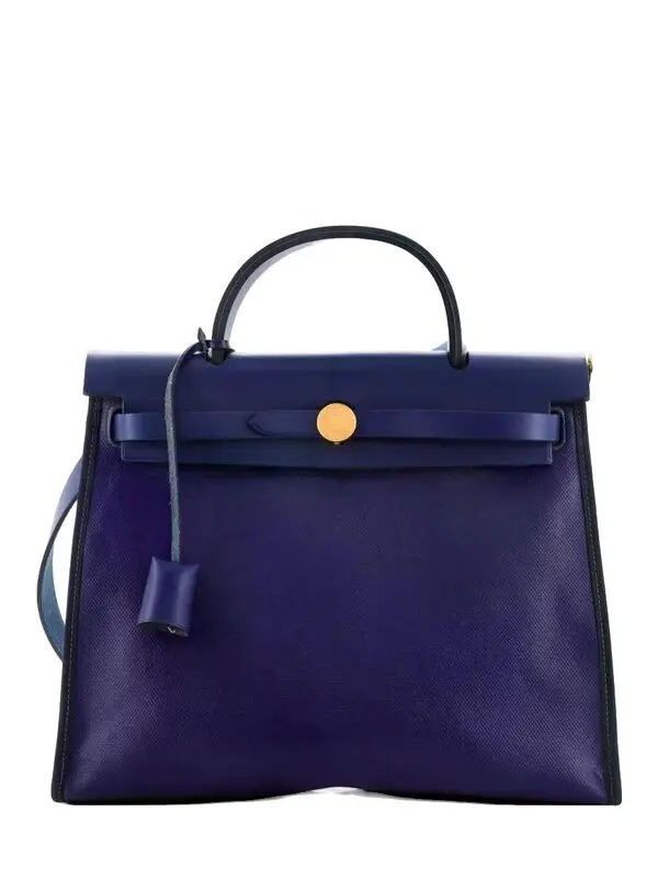 Hermès Herbag Zip Berline 31 Shoulder Bag In Vache Canvas And Leather - Blue