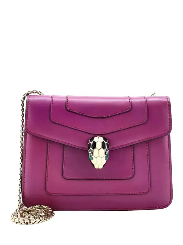 BVLGARI Serpenti Forever Shoulder Bag Leather Small Crossbody Bag - Purple