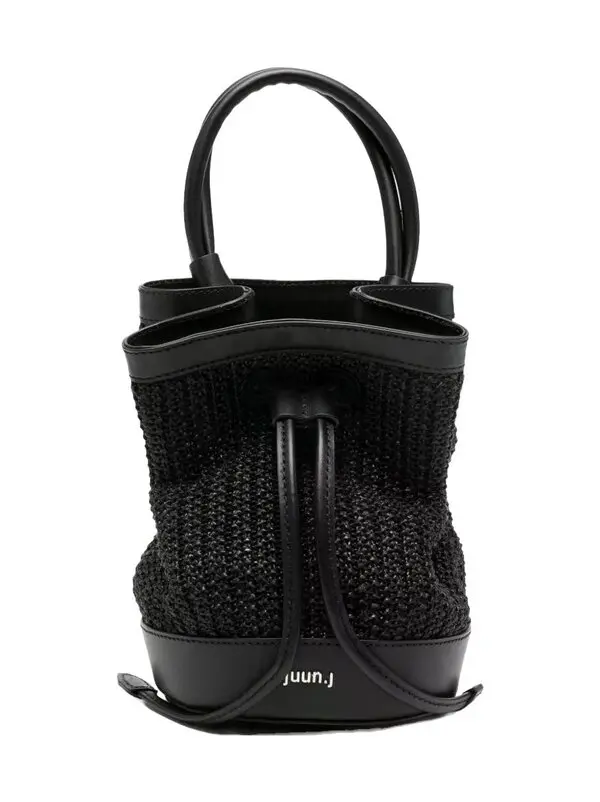 JUUN.J Woven Drawstring Tote Bag - Black