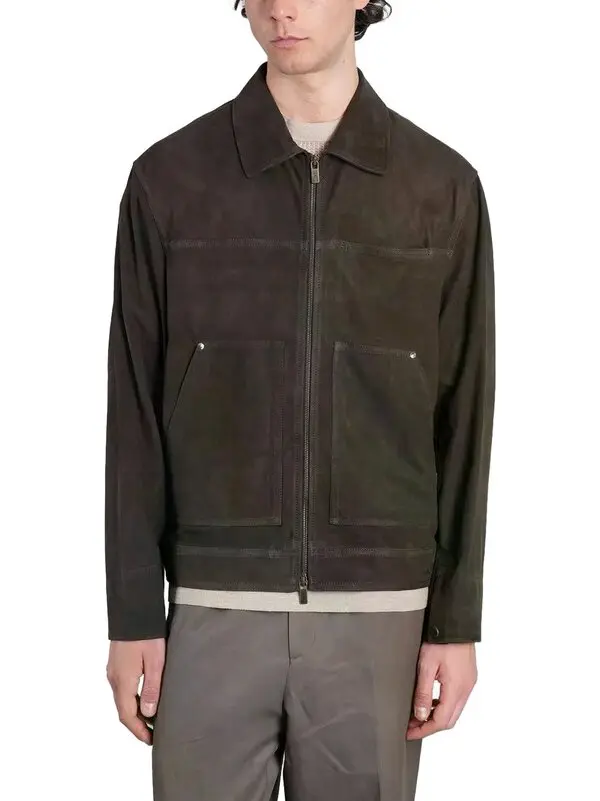 SALVATORE SANTORO Suede Zip-up Jacket - Brown