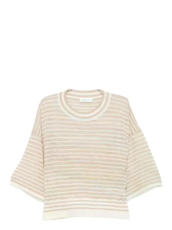 ROBERTO COLLINA Striped Crewneck T-shirt - Neutrals
