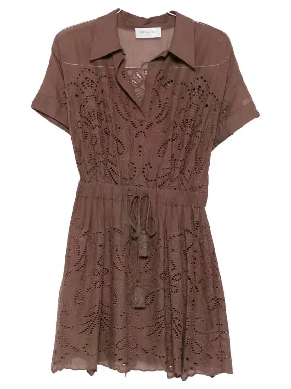 ERMANNO FIRENZE Broderie Anglaise Mini Dress - Brown