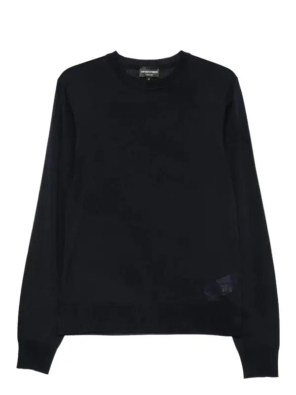 Emporio Armani Virgin Wool Crew Neck Sweater - Blue