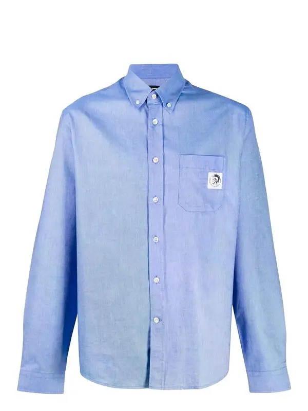 DIESEL® Logo Patch Oxford Shirt - Blue