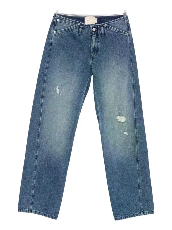 Paloma Wool Distressed Straight-leg Jeans - Blue