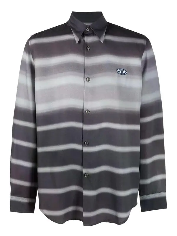 DIESEL® S-tucked Striped Tencel™ Lyocell Shirt - Grey