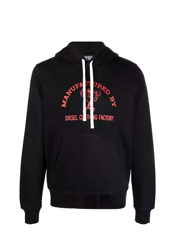 DIESEL® Graphic Print Pullover Hoodie - Black