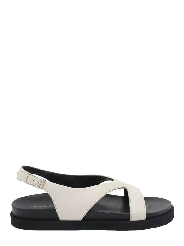 ANGEL ALARCON Leather Flat Sandals With Buckle-fastening Slingback Strap - Neutrals
