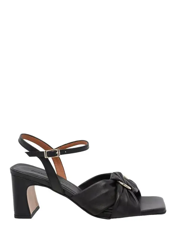 ANGEL ALARCON Knotted Detail Block Heel Sandals - Black