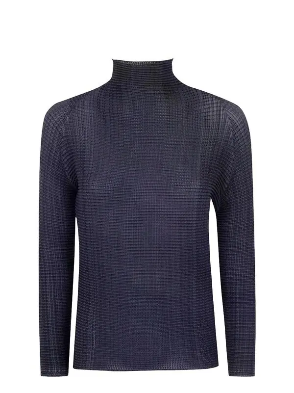 Issey Miyake Pleated High-neck Sweater - Blue