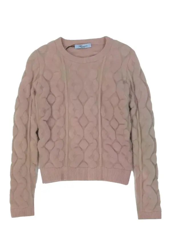 Blumarine Cable-knit Crew Neck Sweater - Pink