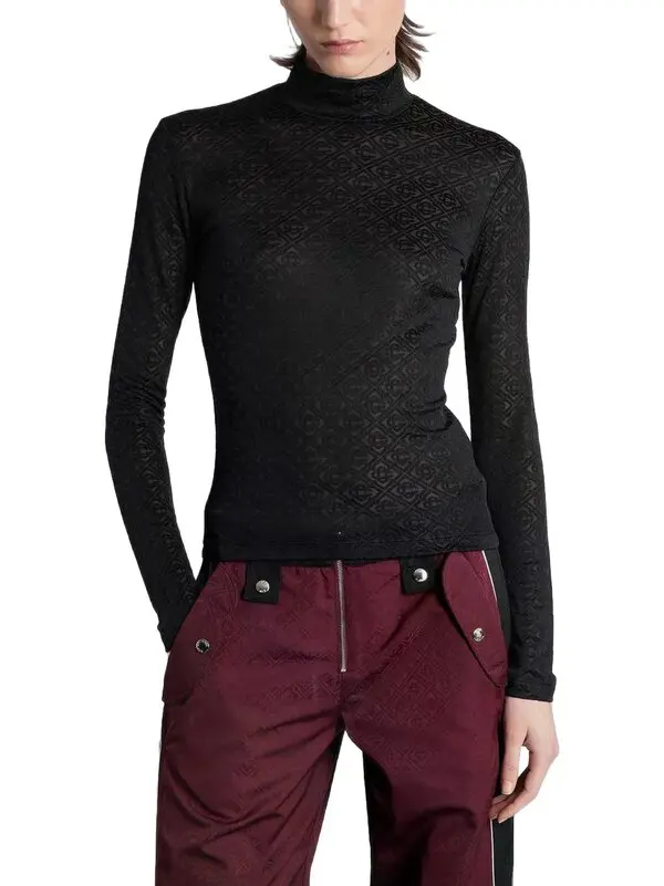Casablanca High-neck Monogram Long-sleeve Top - Black