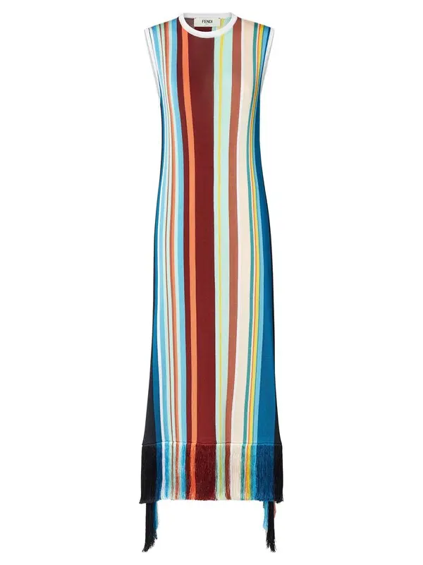 Fendi Sleeveless Striped Intarsia Dress - Multicolour