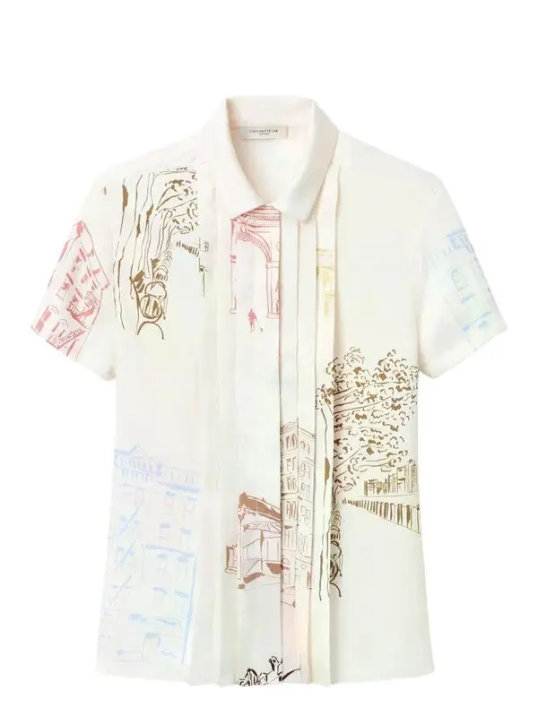 Lafayette 148 New York Manhattan Print Short-sleeved Shirt - Neutrals