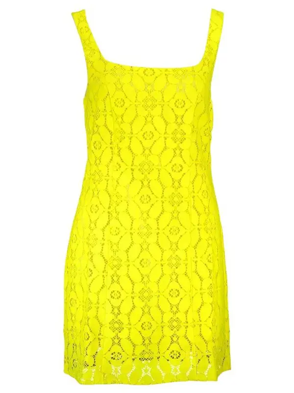 Desigual Floral Lace Sleeveless Mini Dress - Yellow