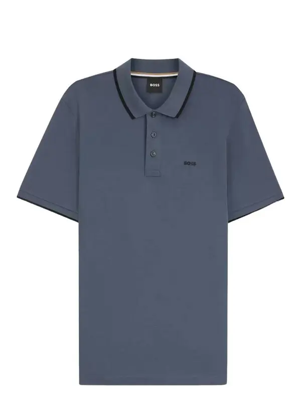 BOSS Cotton-piqué Polo Shirt With Contrast Tipping - Blue