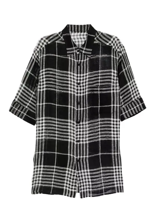 Yohji Yamamoto Check-print Semi-sheer Shirt - Black