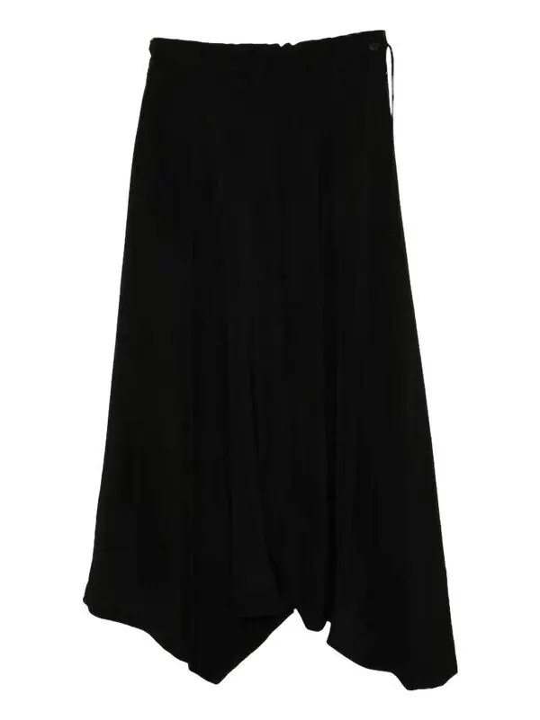 Yohji Yamamoto Asymmetric Cropped Trousers - Black