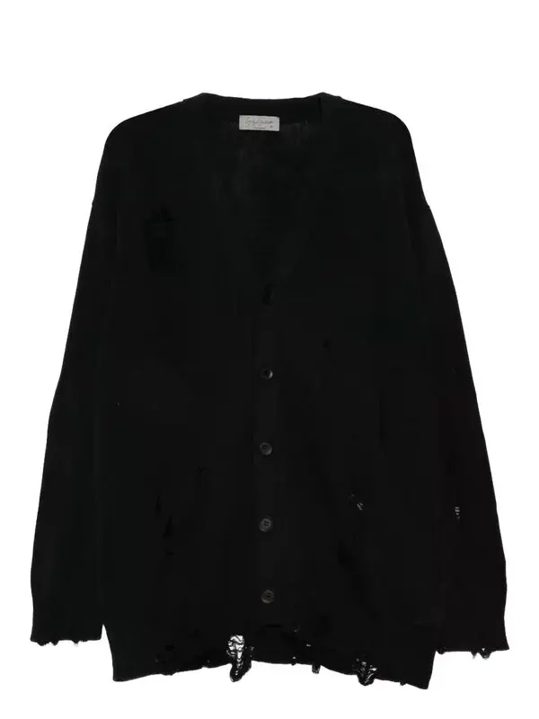 Yohji Yamamoto Distressed Button-up Cardigan - Black