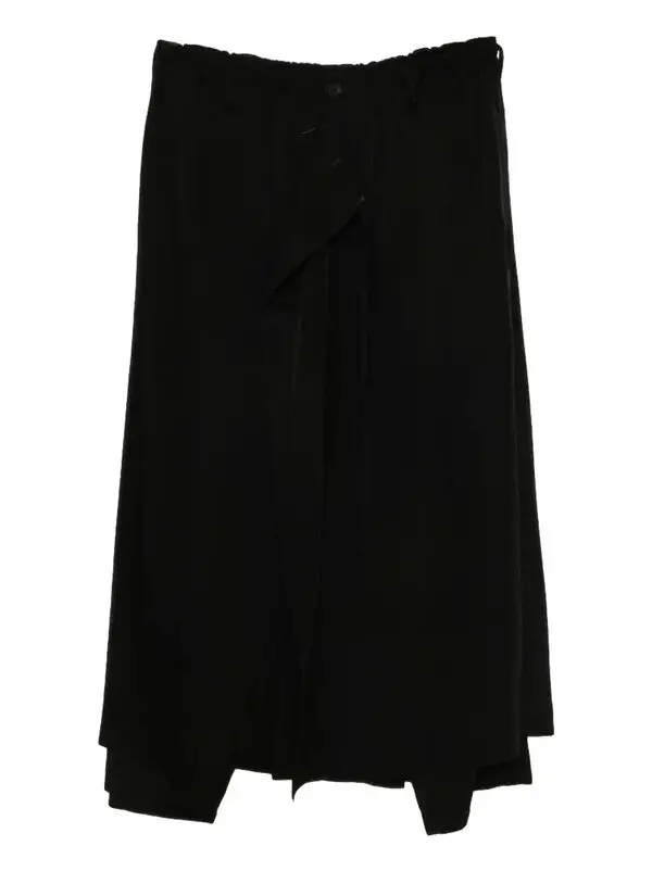 Yohji Yamamoto Layered Asymmetric Hem Trousers - Black