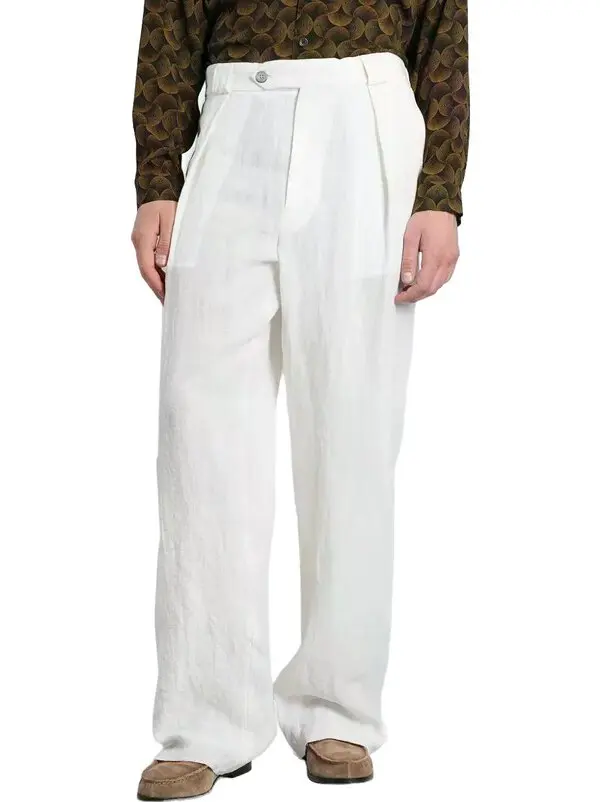 Emporio Armani Pleated Wide-leg Trousers - White