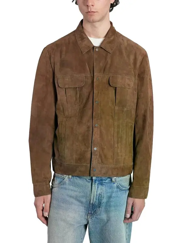 SALVATORE SANTORO Suede Panelled Jacket - Brown