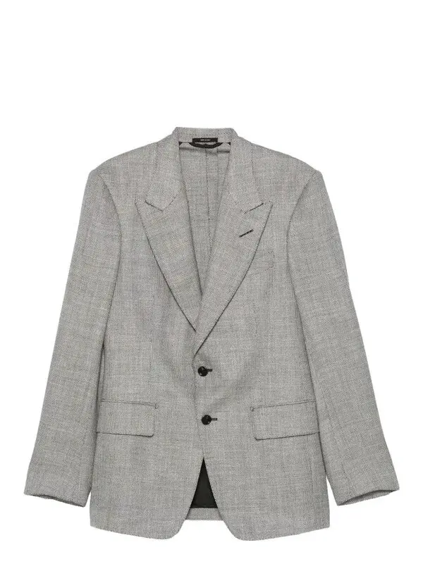 TOM FORD Herringbone-pattern Peak-lapels Blazer - Grey