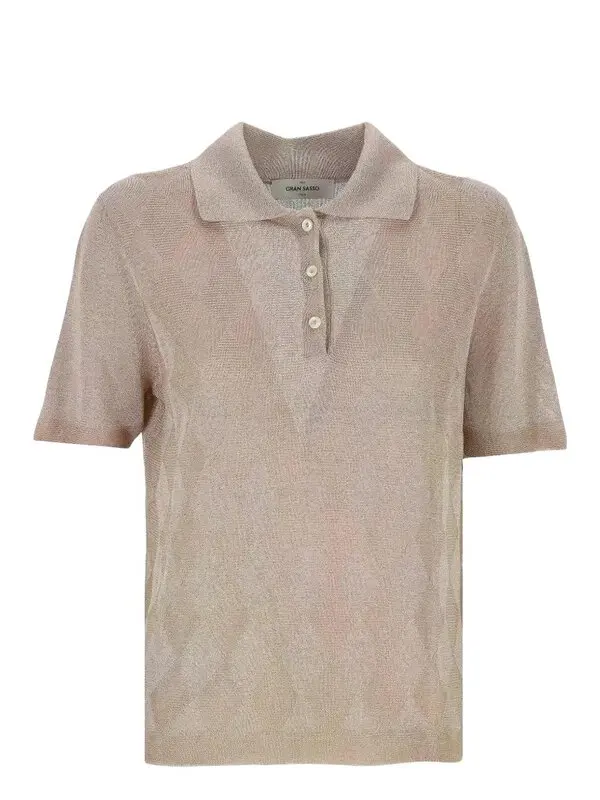 GRAN SASSO Diamond-knit Short-sleeve Top - Neutrals