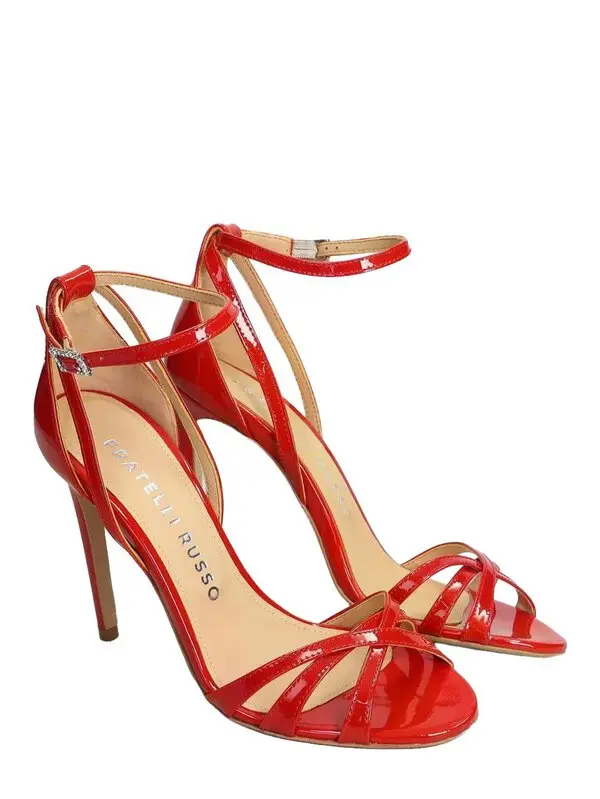 FRATELLI RUSSO Patent Leather Crossover Strap Sandals - Red