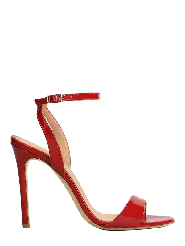 THE SELLER Patent Finish Ankle Strap Stiletto Sandals - Red