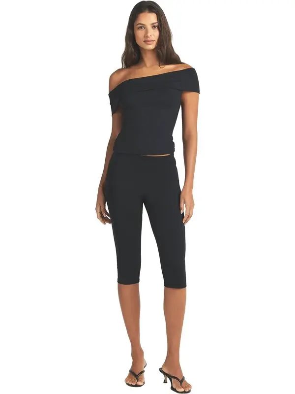 SKIMS Off-the-shoulder Cap Sleeve Top - Obsidian