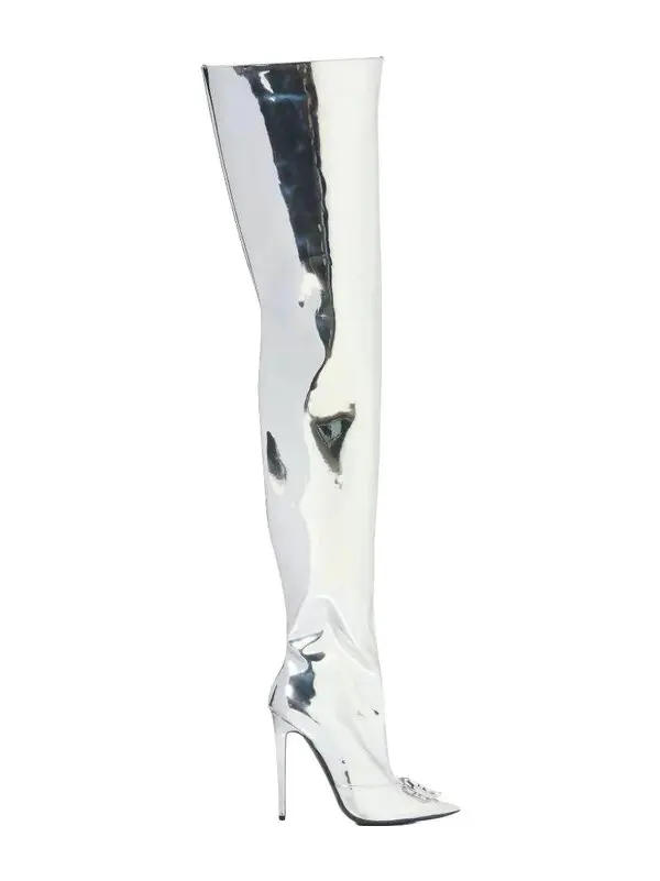 Philipp Plein Metallic Over-the-knee Boots - Silver