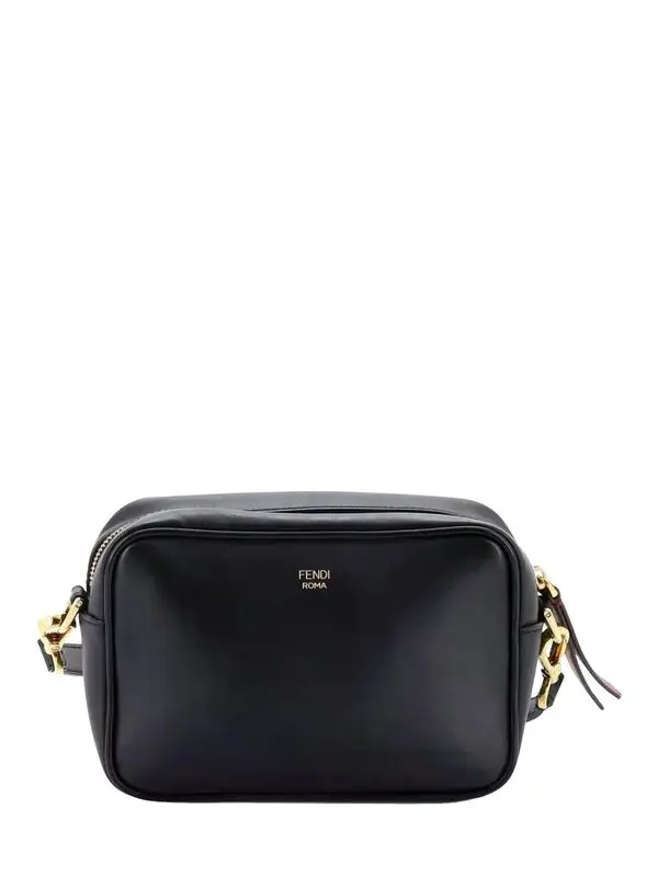 Fendi Camera Bag Zucca Embossed Leather Small Crossbody Bag - Black